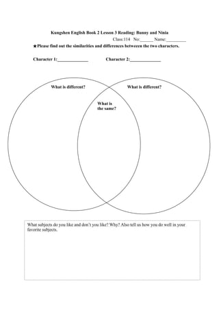 Similarities Graphic Organizer