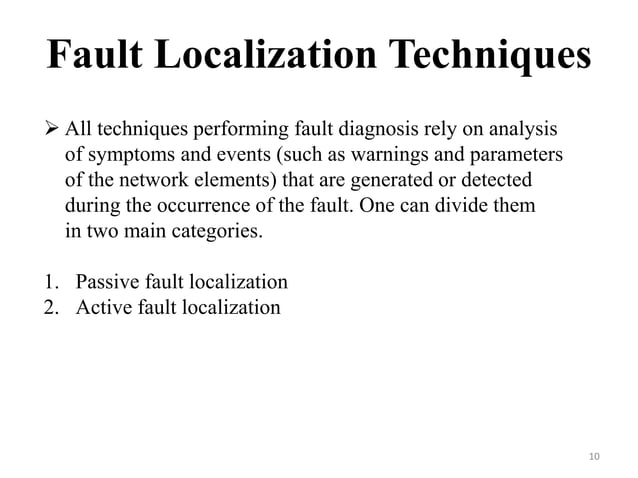 Fault Localization In Computer Network Ppt