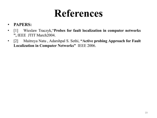 Fault Localization In Computer Network Ppt
