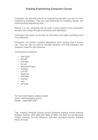 Kupang engineering computer course | PDF | Computer Software and ...