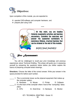 ICT Technical Drafting 10 Learning Material | PDF