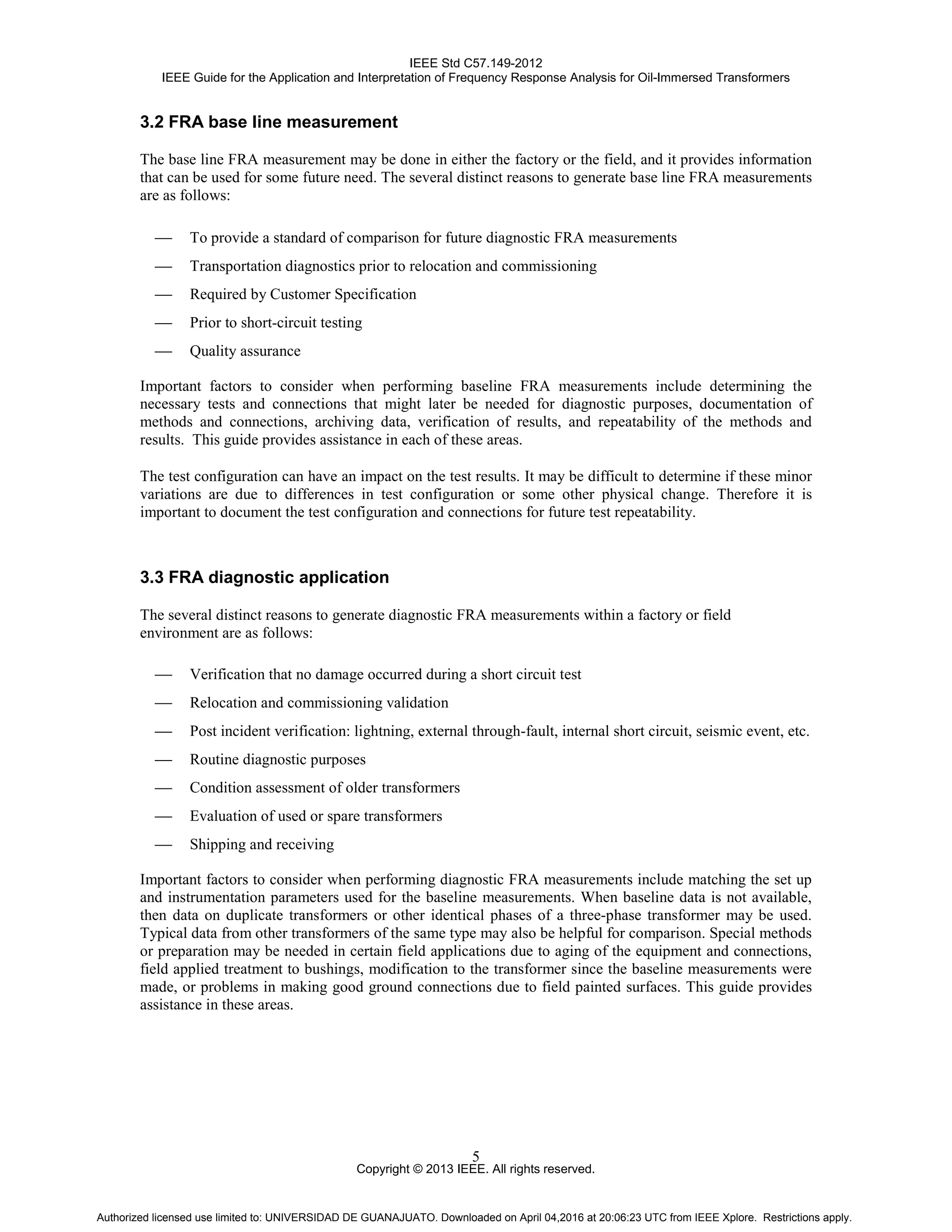 IEEE Guide for the Application and Interpretation of FRA for oil Transformer | PDF