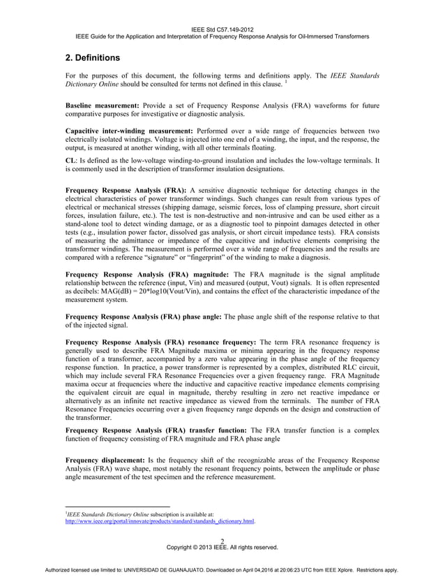 IEEE Guide for the Application and Interpretation of FRA for oil Transformer | PDF