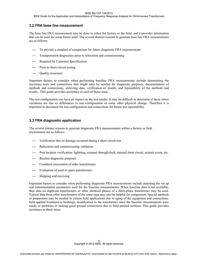 IEEE Guide for the Application and Interpretation of FRA for oil Transformer | PDF