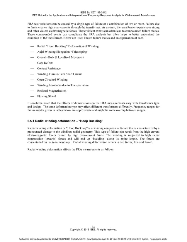 IEEE Guide for the Application and Interpretation of FRA for oil Transformer | PDF