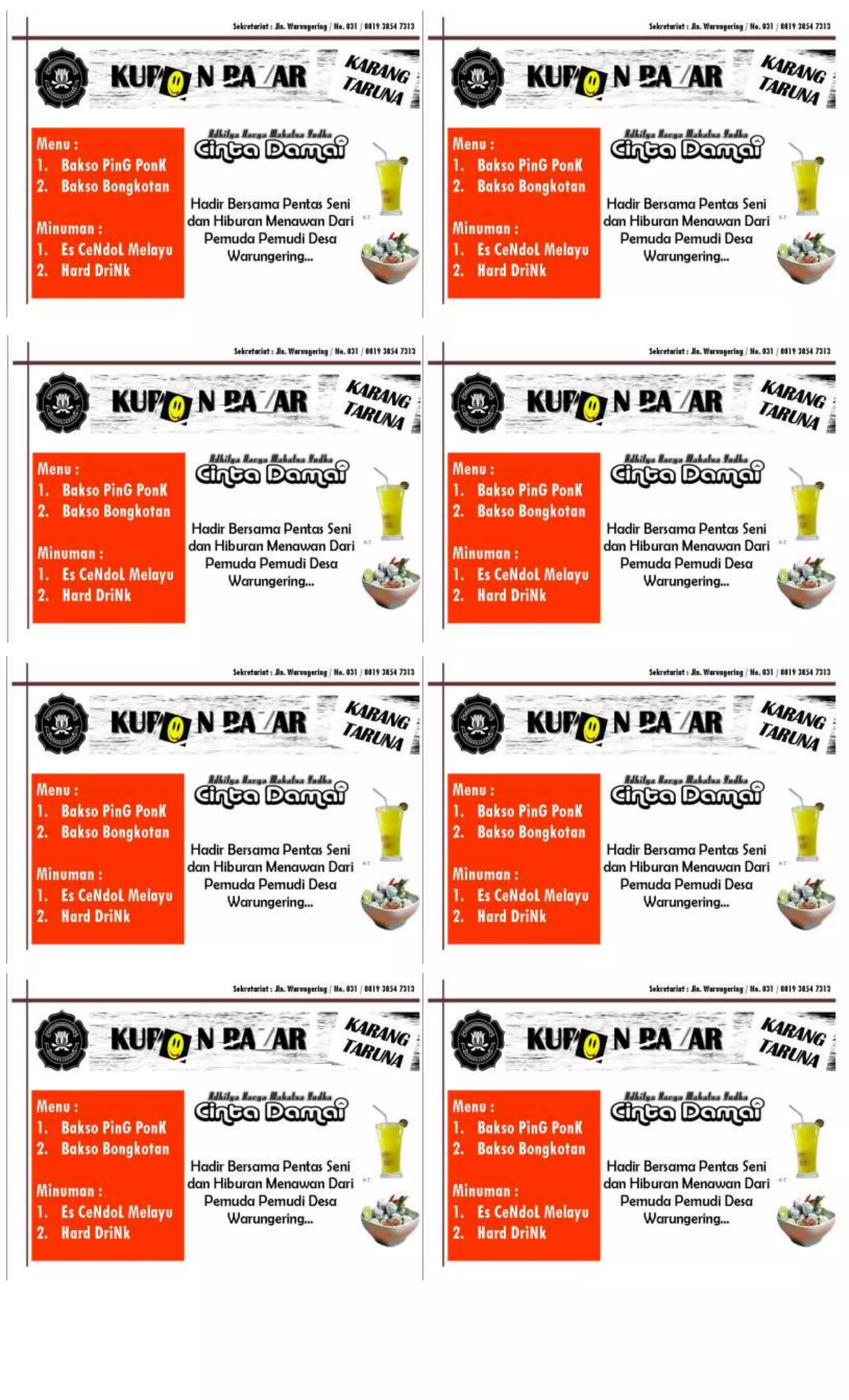 Contoh Format Kupon Bazar | DOCX