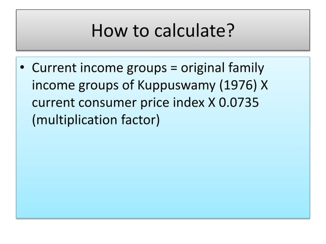 Kuppuswamy’s socio economic status scale for the year 2014 | PPT