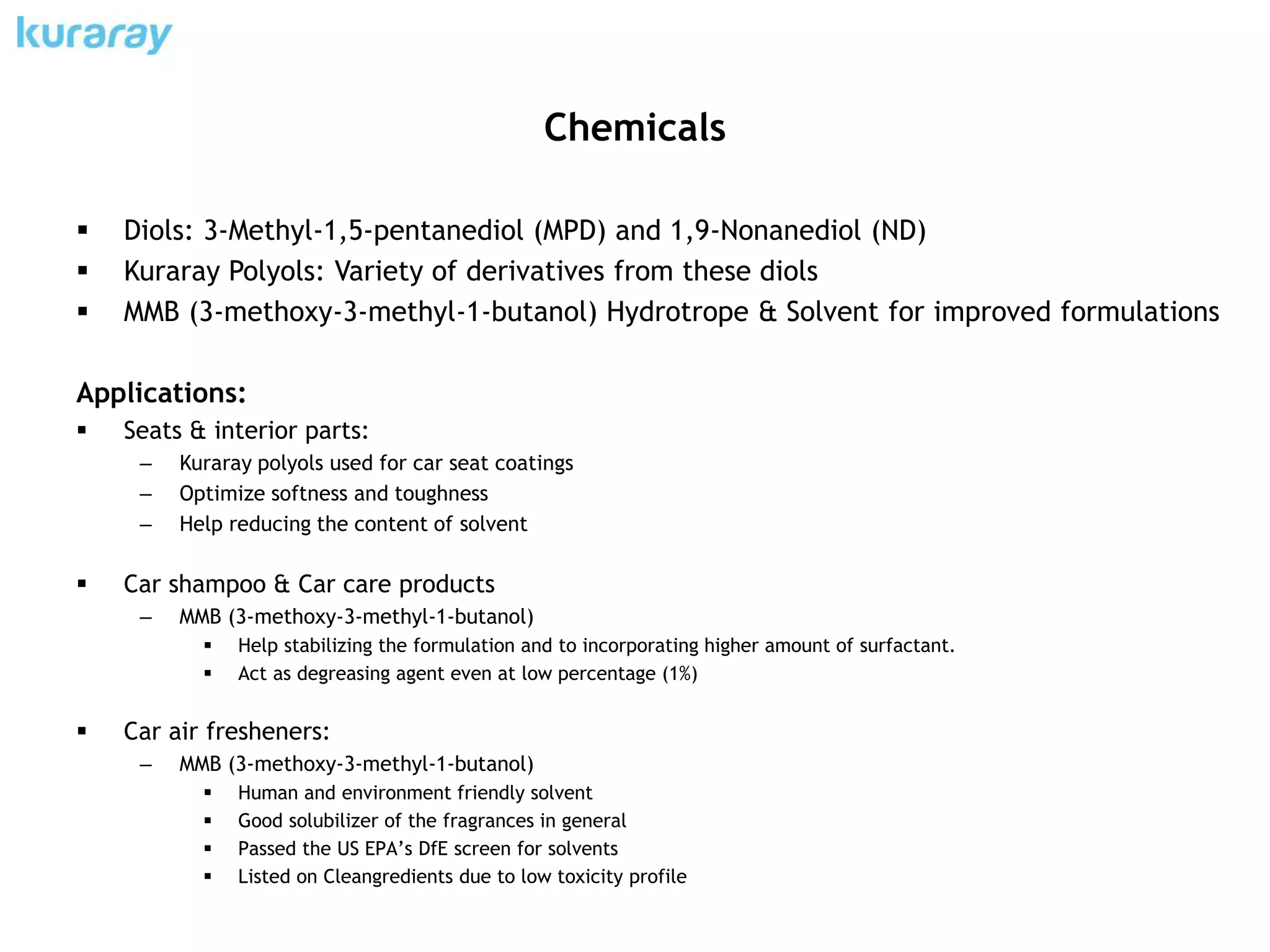 Kuraray - products for the automotive industry | PPTX