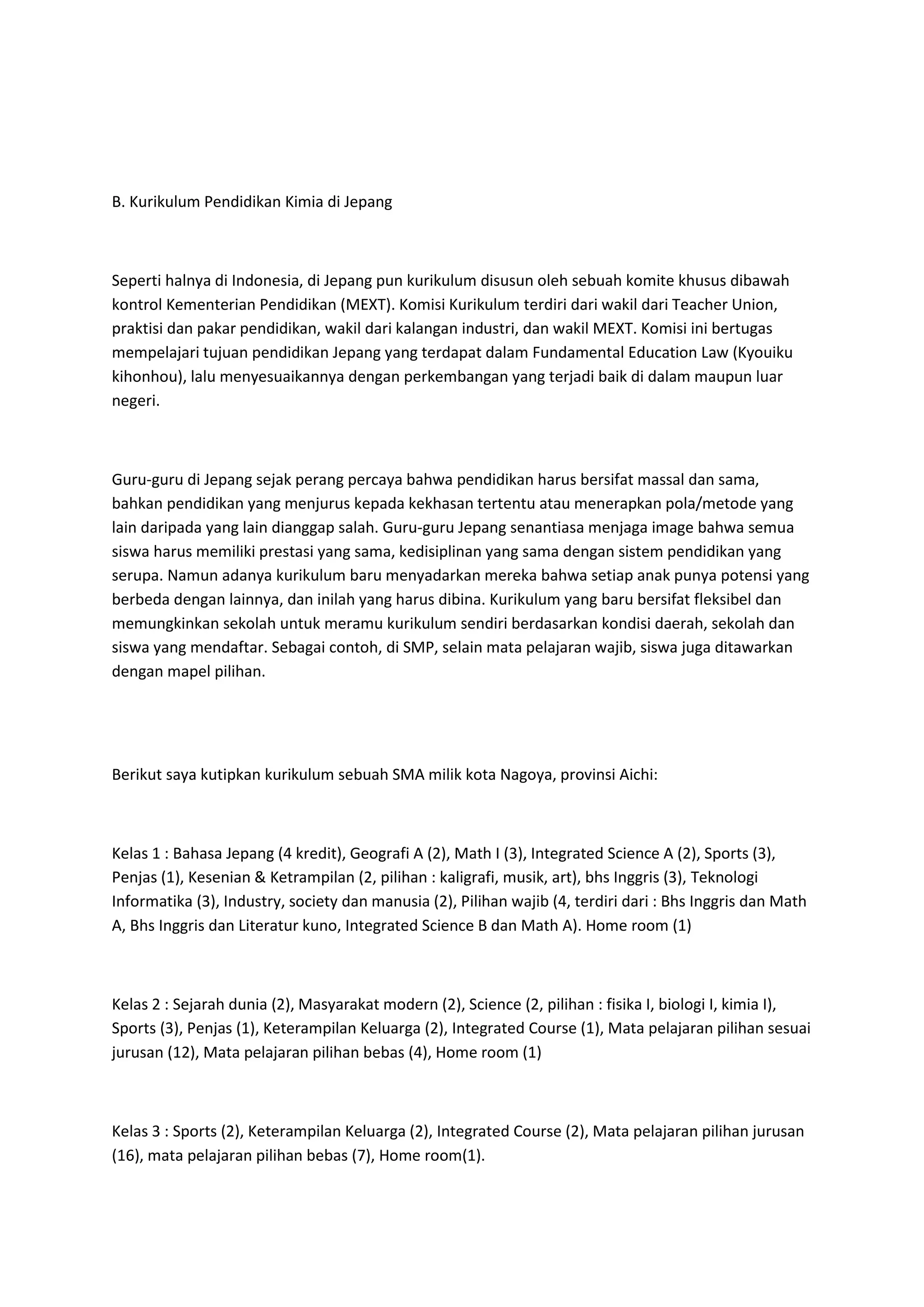 Kurikulum pendidikan jepang | DOCX