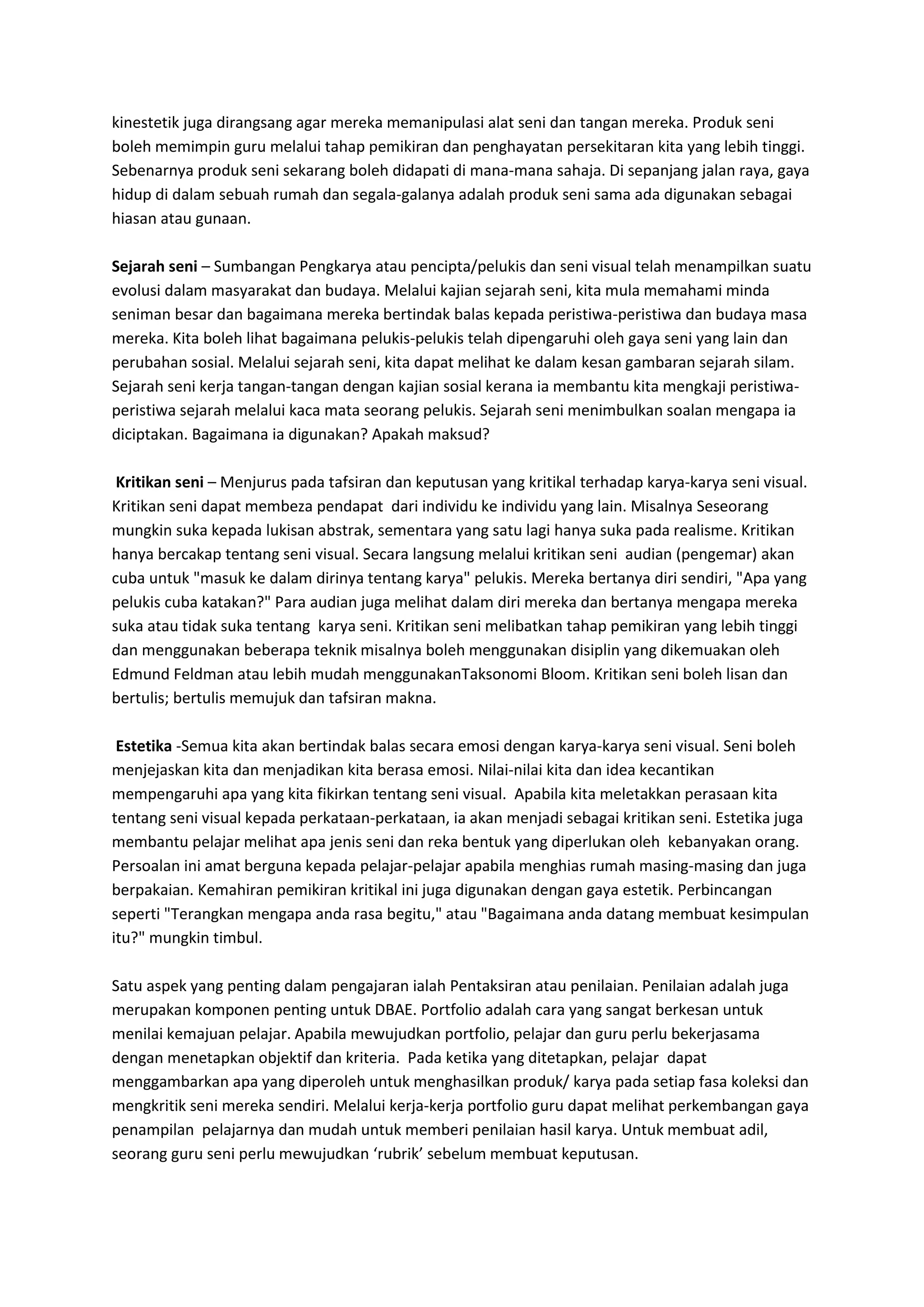 Kurikulum psv dbae -hassaan mohd ghazali | PDF