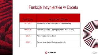 Kurs Excel - funkcje inżynierskie | PPT