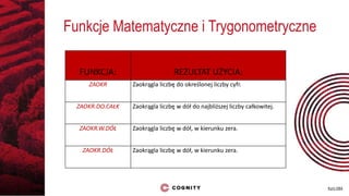 Kurs Excel - funkcje logiczne matematyczne | PPTX