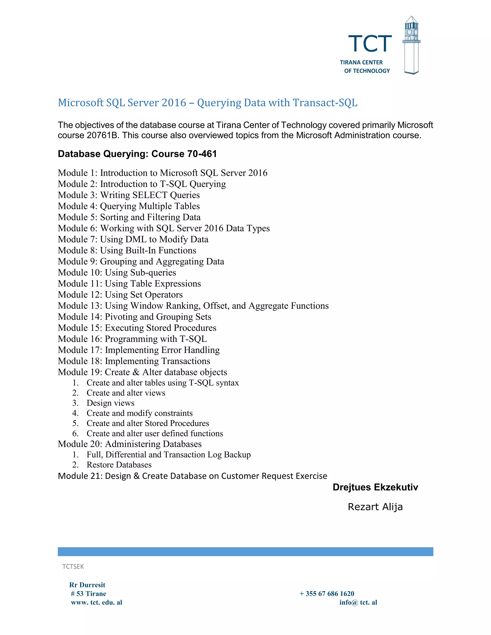 Kursi Database - SQL Querying | DOCX | Databases | Computer Software and Applications
