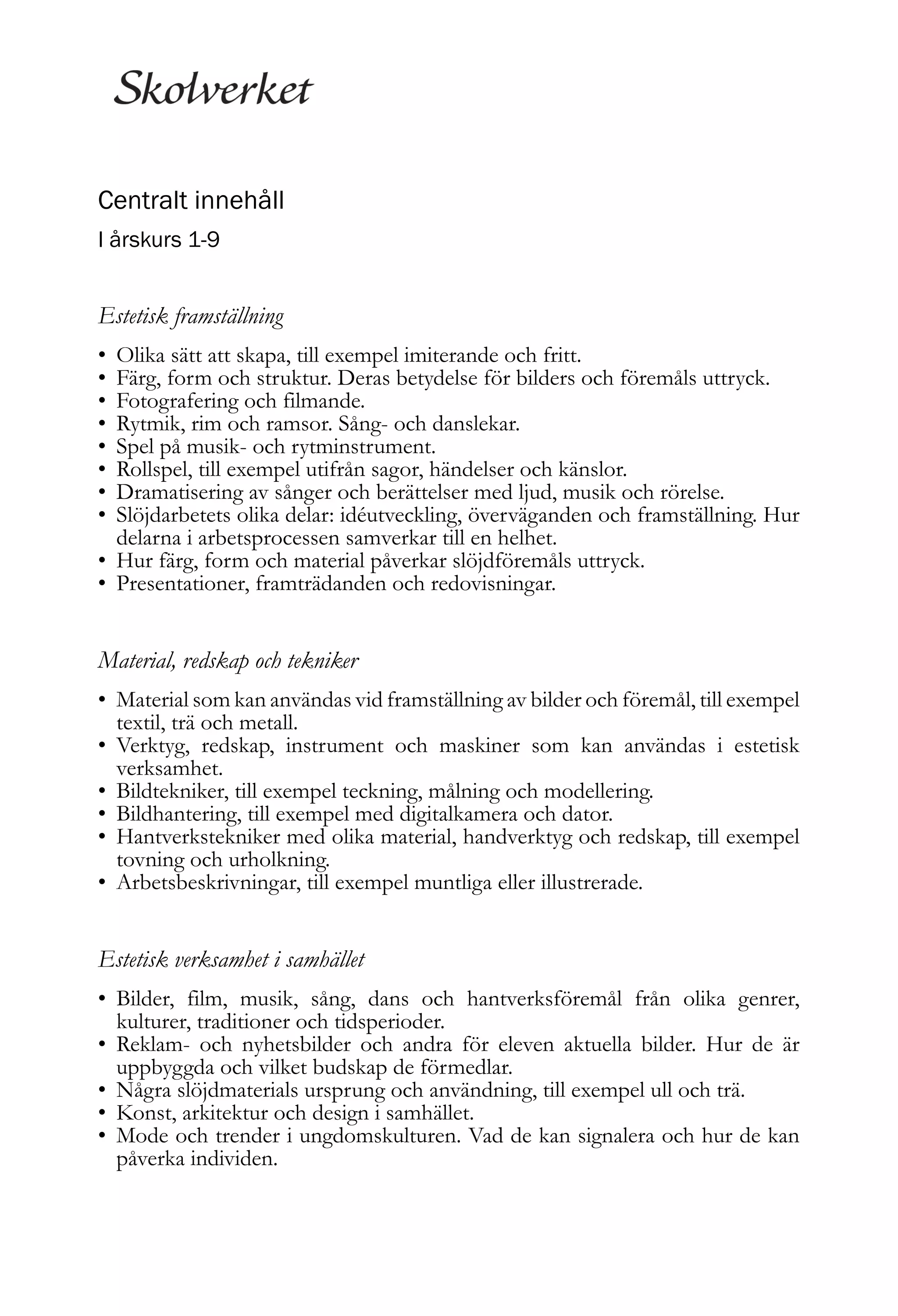 Estetisk verksamhet | PDF