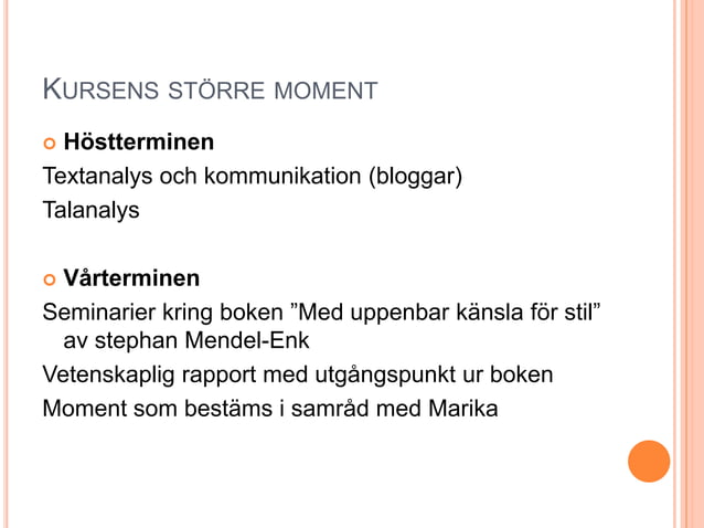 Kursplan Svenska C | PPT