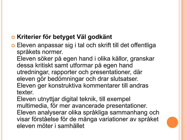 Kursplan Svenska C | PPT