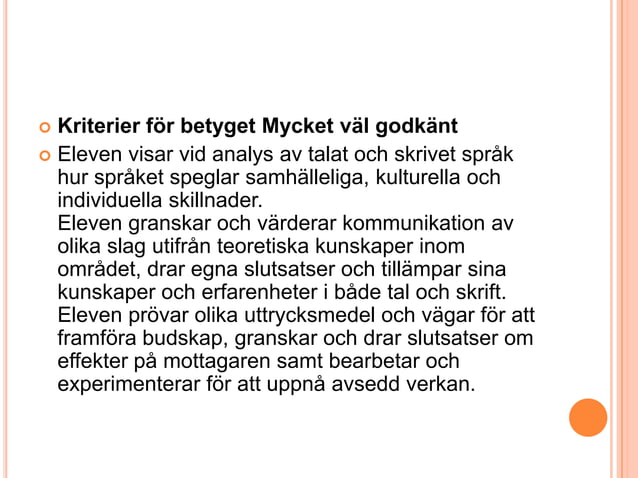 Kursplan Svenska C | PPT