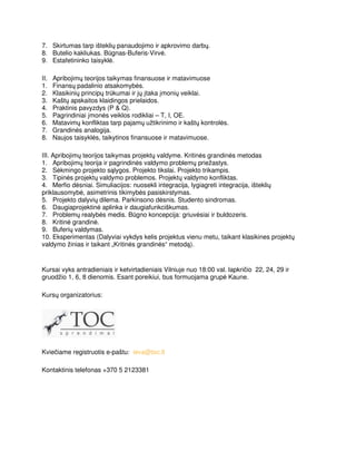 Įvadas į Apribojimų teoriją - kursų aprašymas | PDF