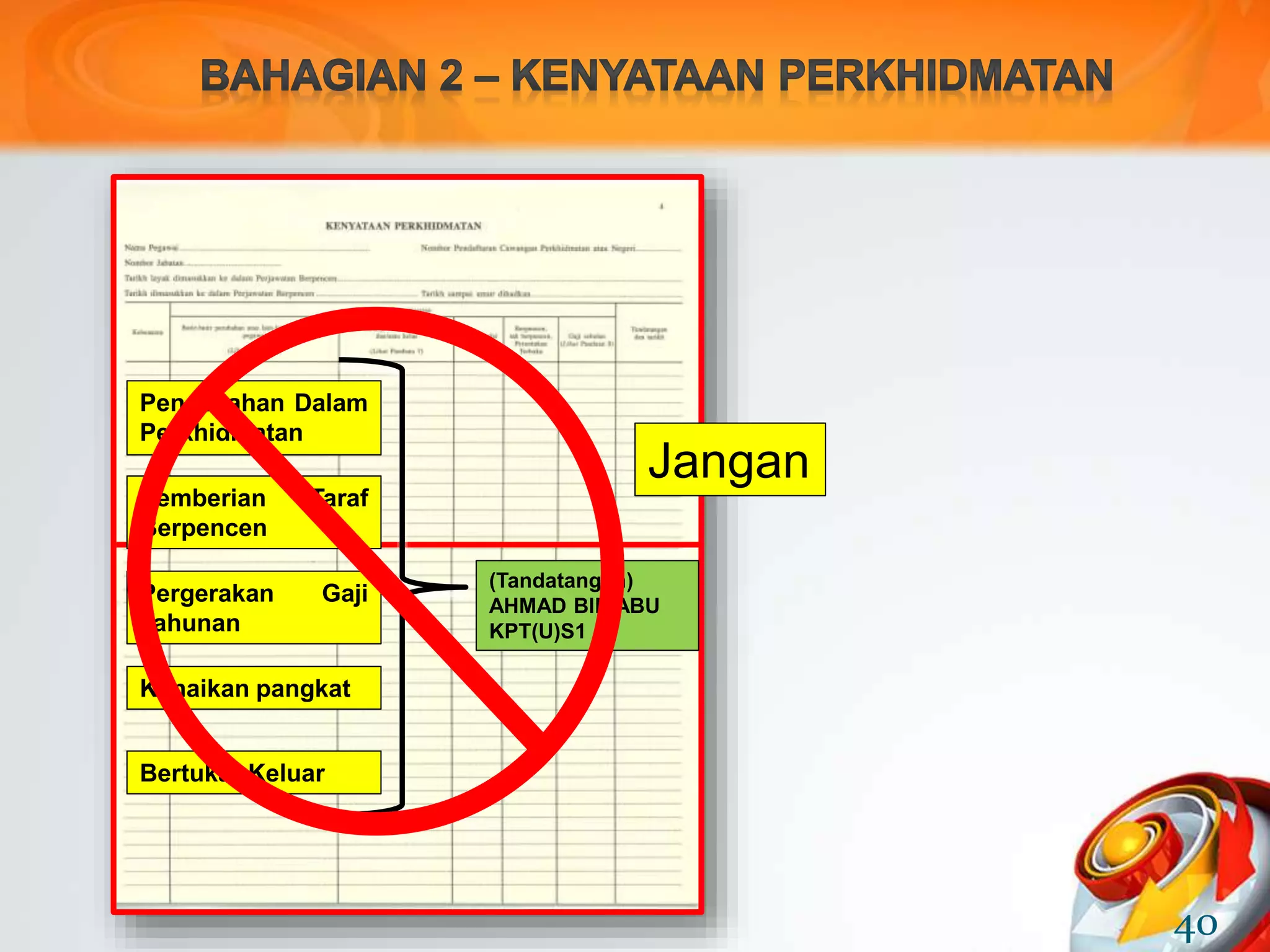 KURSUS BUKU REKOD PERKHIDMATAN BRP [edited Dis 2015] | PPTX