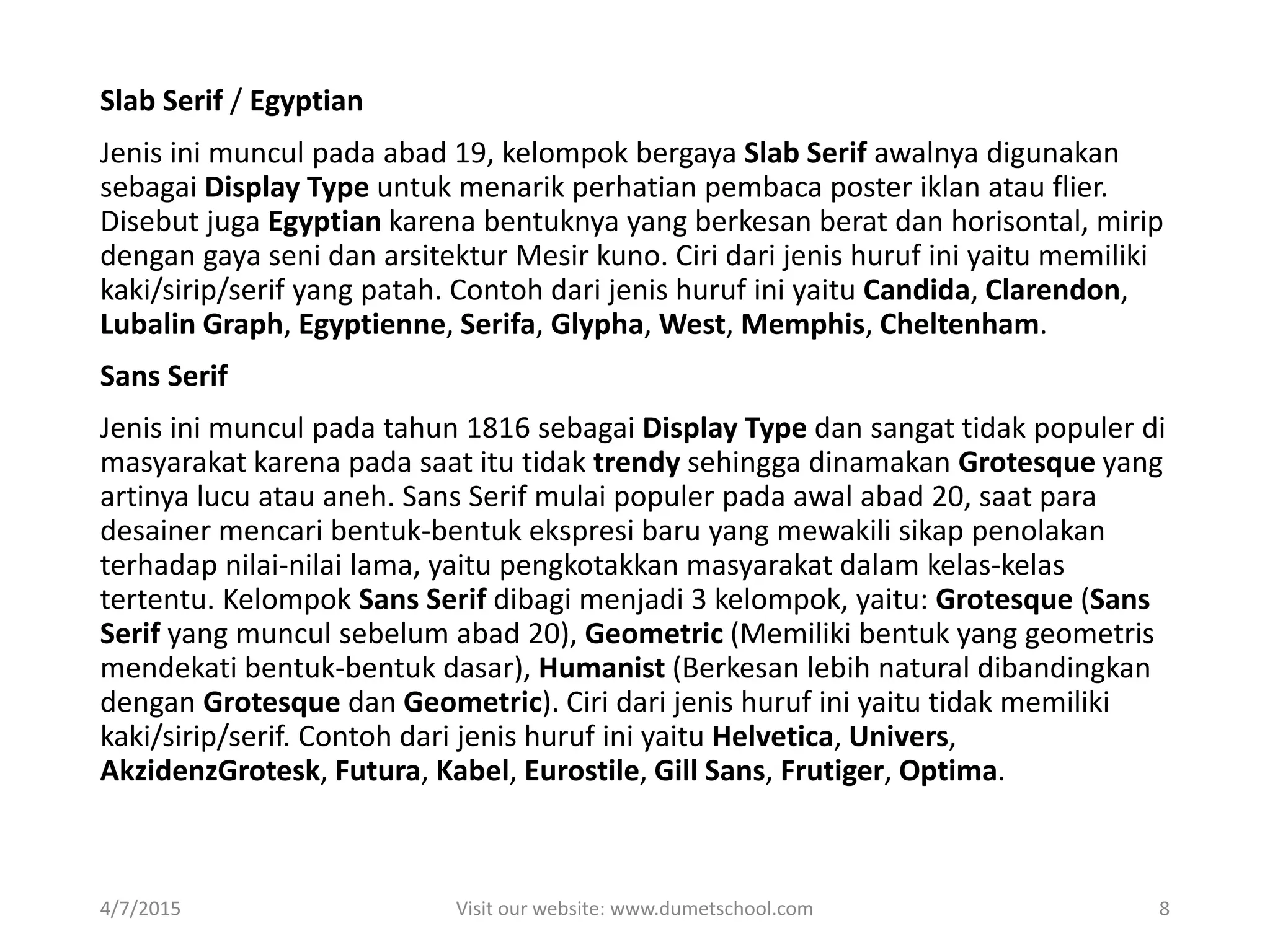 Kursus desain grafis - teori tipografi jenis huruf | PDF