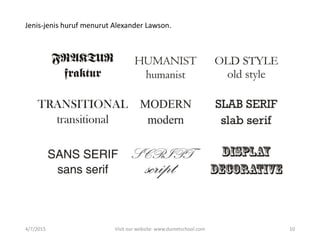 Kursus desain grafis - teori tipografi jenis huruf | PPT