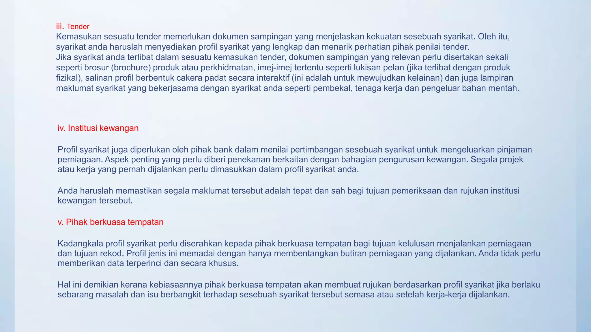 Kursus Penyediaan Profail Syarikat | PPTX