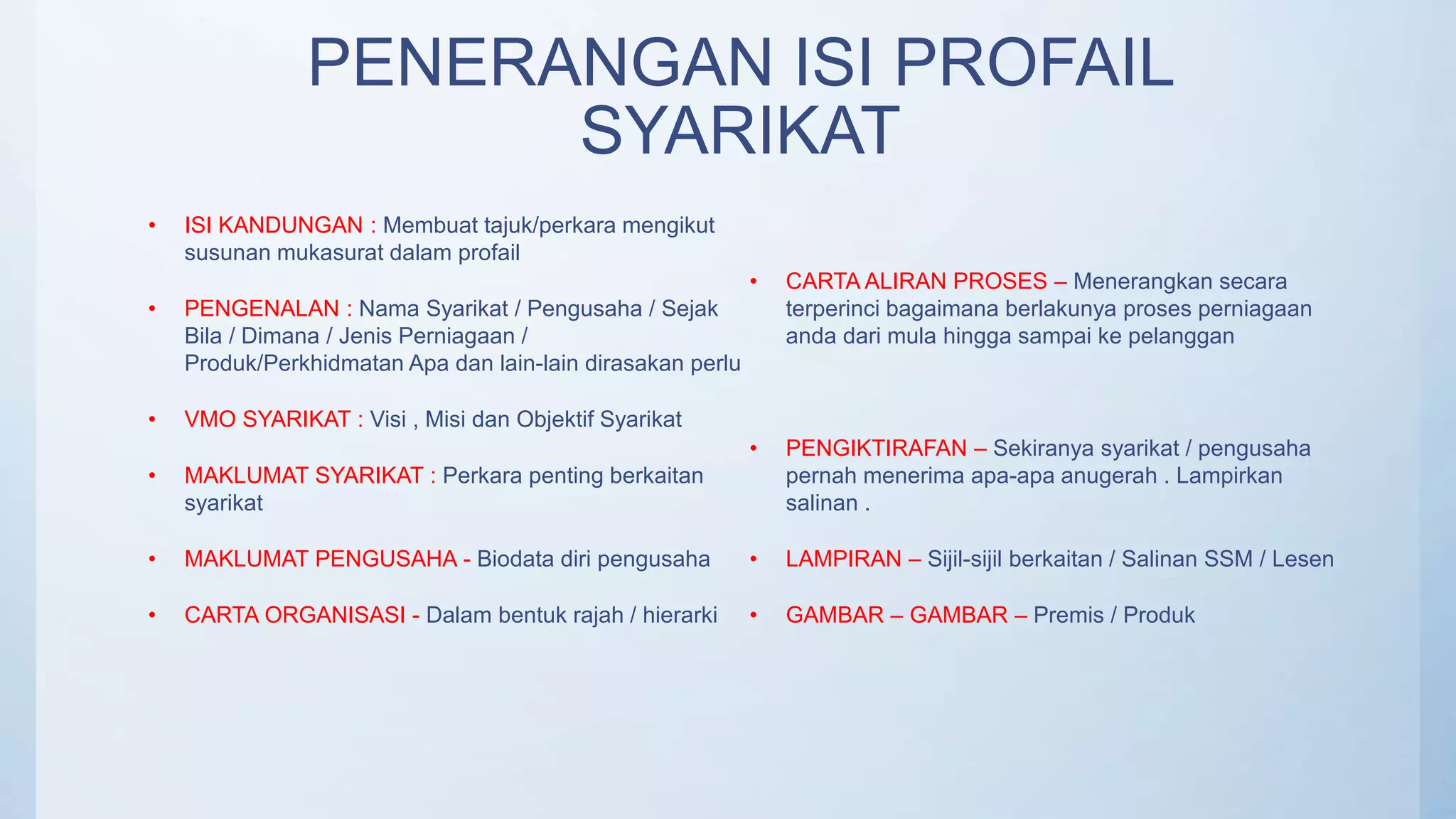 Kursus Penyediaan Profail Syarikat | PPTX