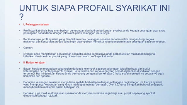 Kursus Penyediaan Profail Syarikat | PPTX