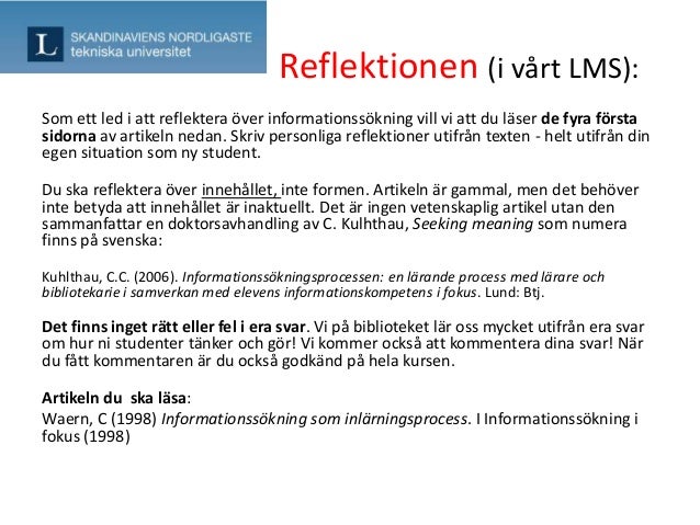 Reflektioner som utvärdering