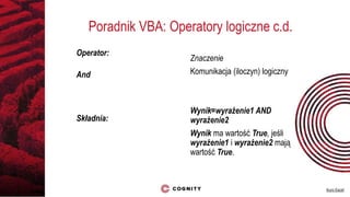 Kurs VBA - Instrukcje i operatory VBA w Excelu | PPT