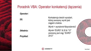 Kurs VBA - Instrukcje i operatory VBA w Excelu | PPT