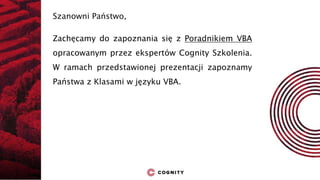 Kurs VBA - Klasy VBA w Excelu | PPTX