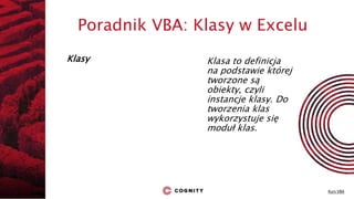 Kurs VBA - Klasy VBA w Excelu | PPTX