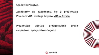 Kurs VBA - Obsługa błędów w Excelu | PPTX | Resume Writing and Advice | Job Search
