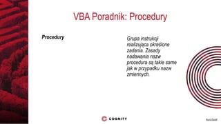 Kurs VBA - procedury VBA w Excelu | PPT