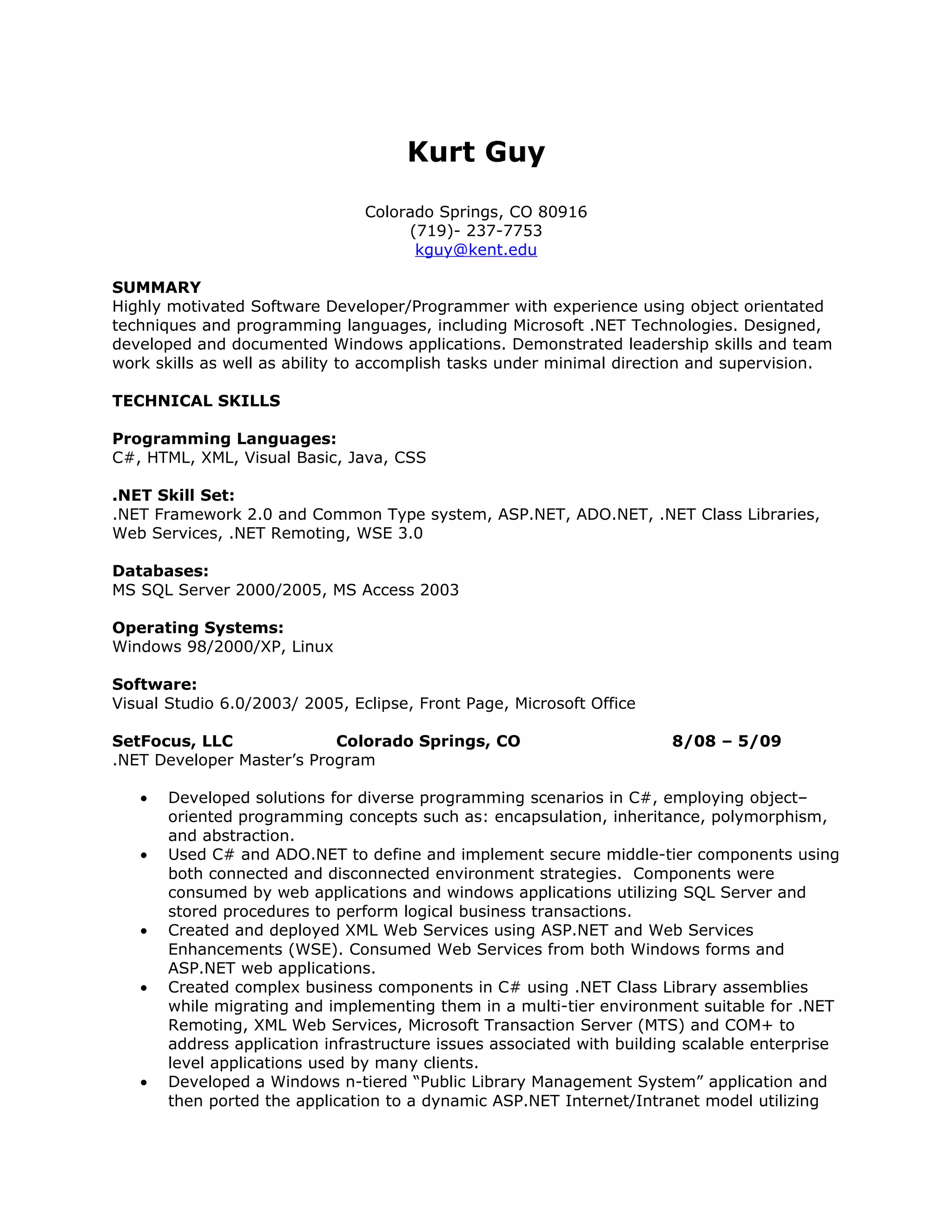 Kurt Guy Resume | PDF