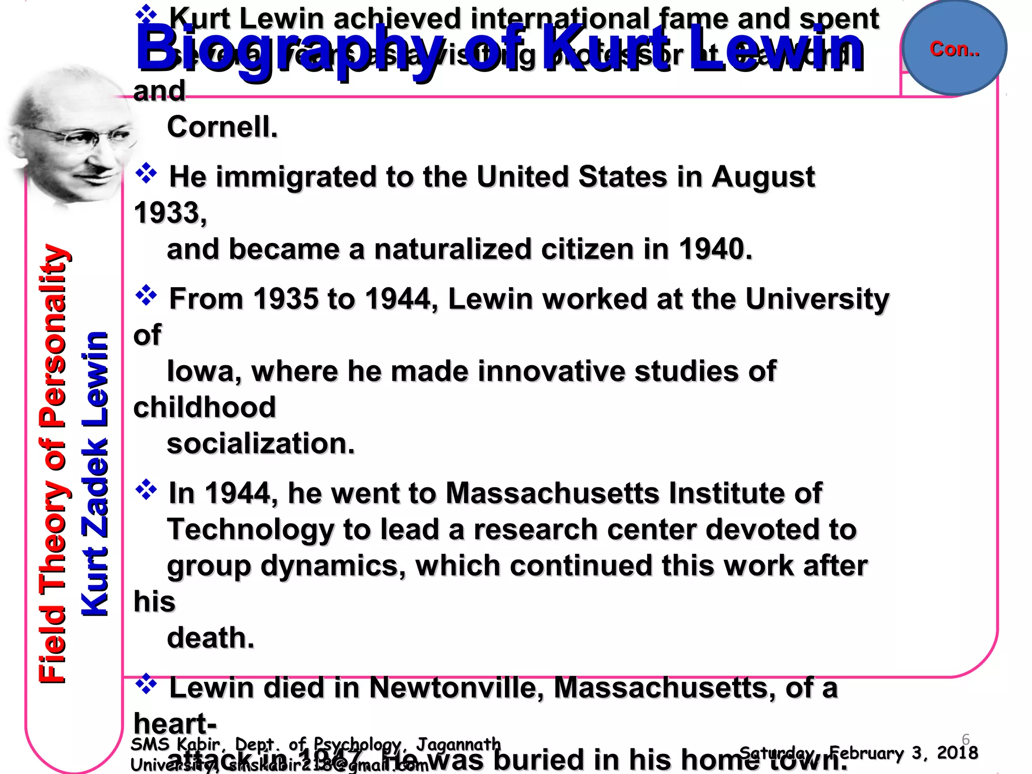 Kurt lewin cognitive or field theory | PPT