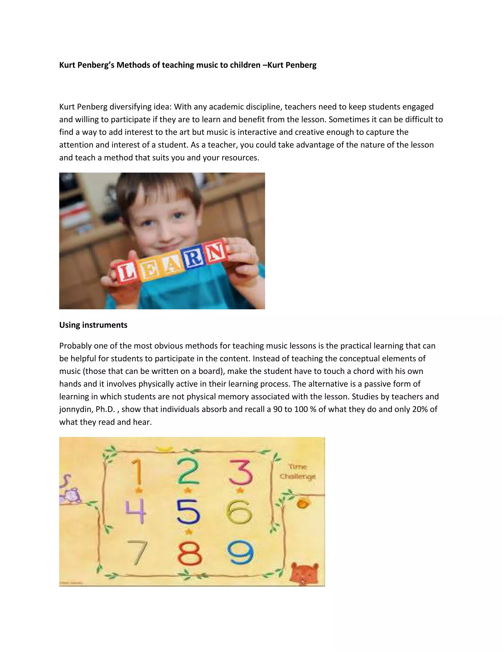 Kurt penberg’s methods of teaching music to children – kurt penberg | DOCX