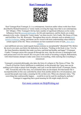 Kurt Vonnegut Essay | PDF