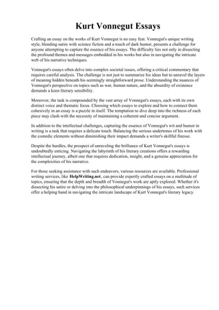 Kurt Vonnegut Essays | PDF