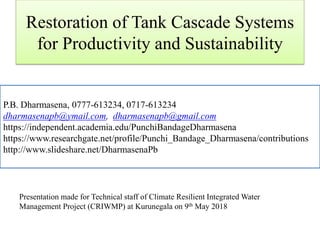 Restoration of Tank Cascade Systems for Productivity and Sustainability ...