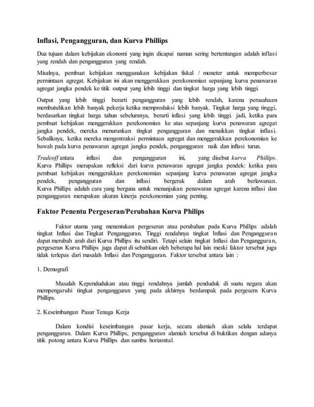 Inflasi, Pengangguran, dan Kurva Phillips | DOCX