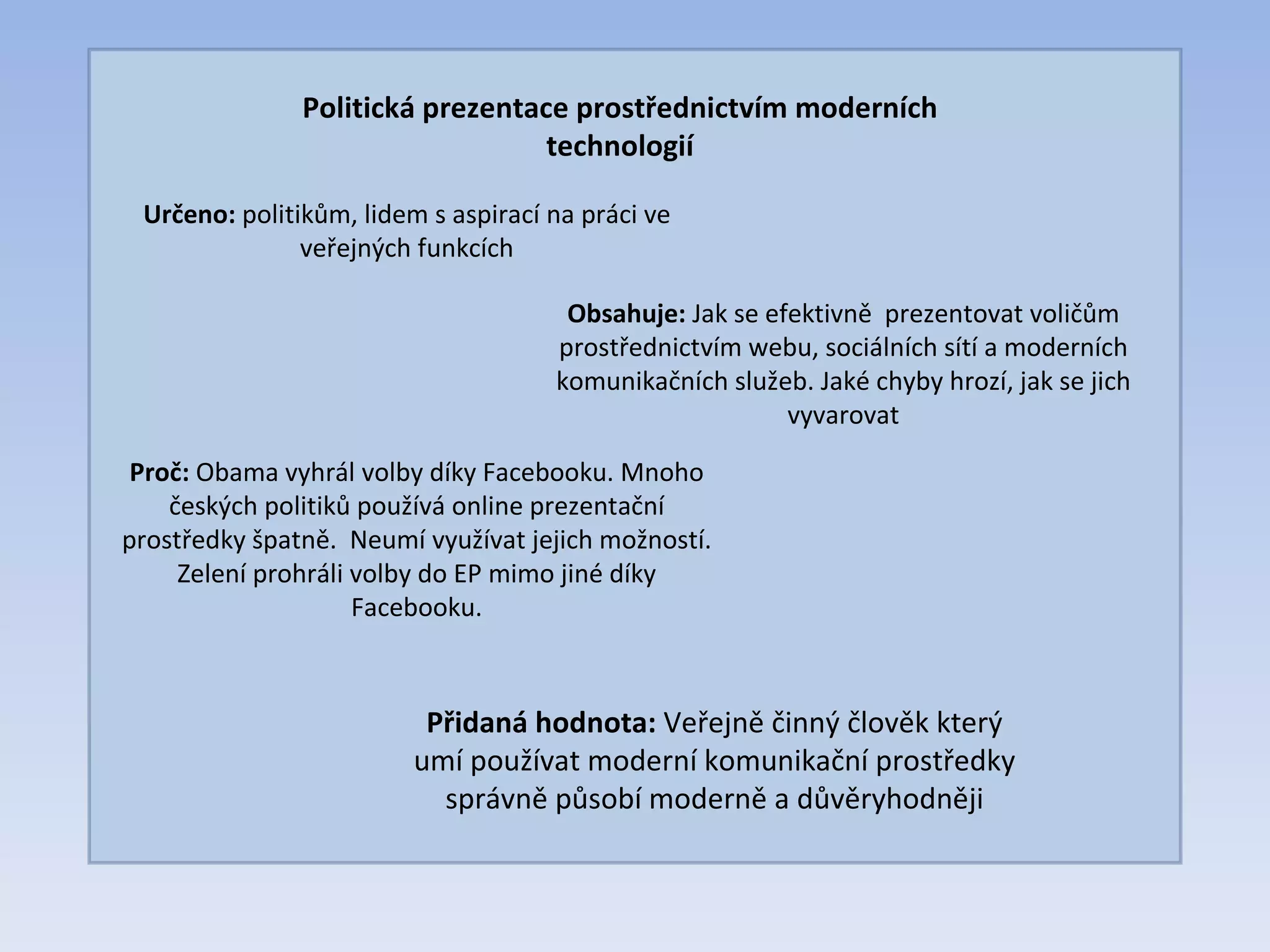 Prezentace kurzů komunikace a bezpečnosti | PPT