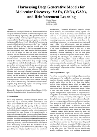 Harnessing deep generative Models for molecular Discovery | PDF