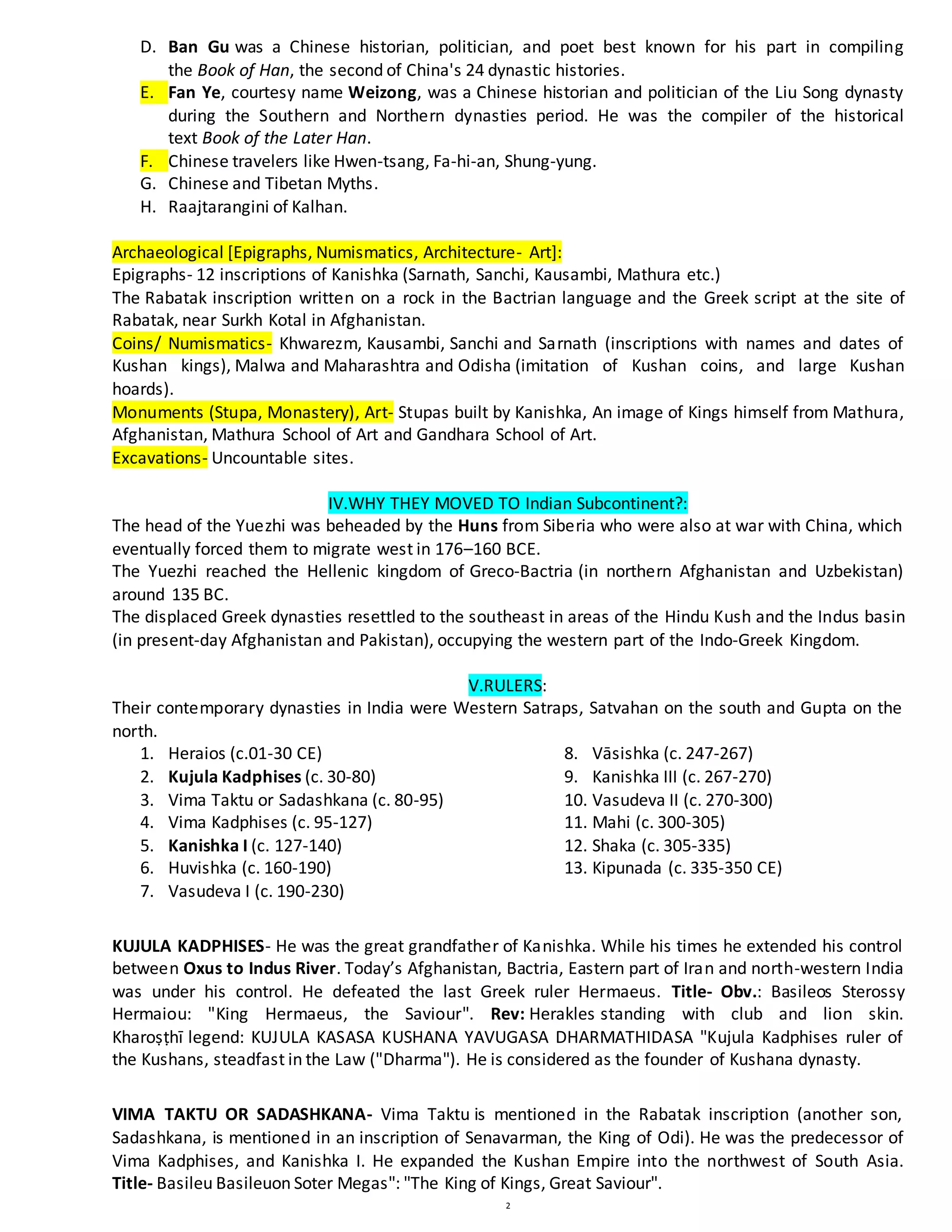 History of the Kushana Dynasty | DOCX