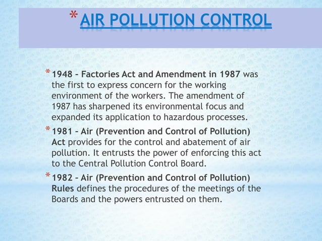 Air (Prevention and Control of Pollution)Act, 1981 | PPTX ...