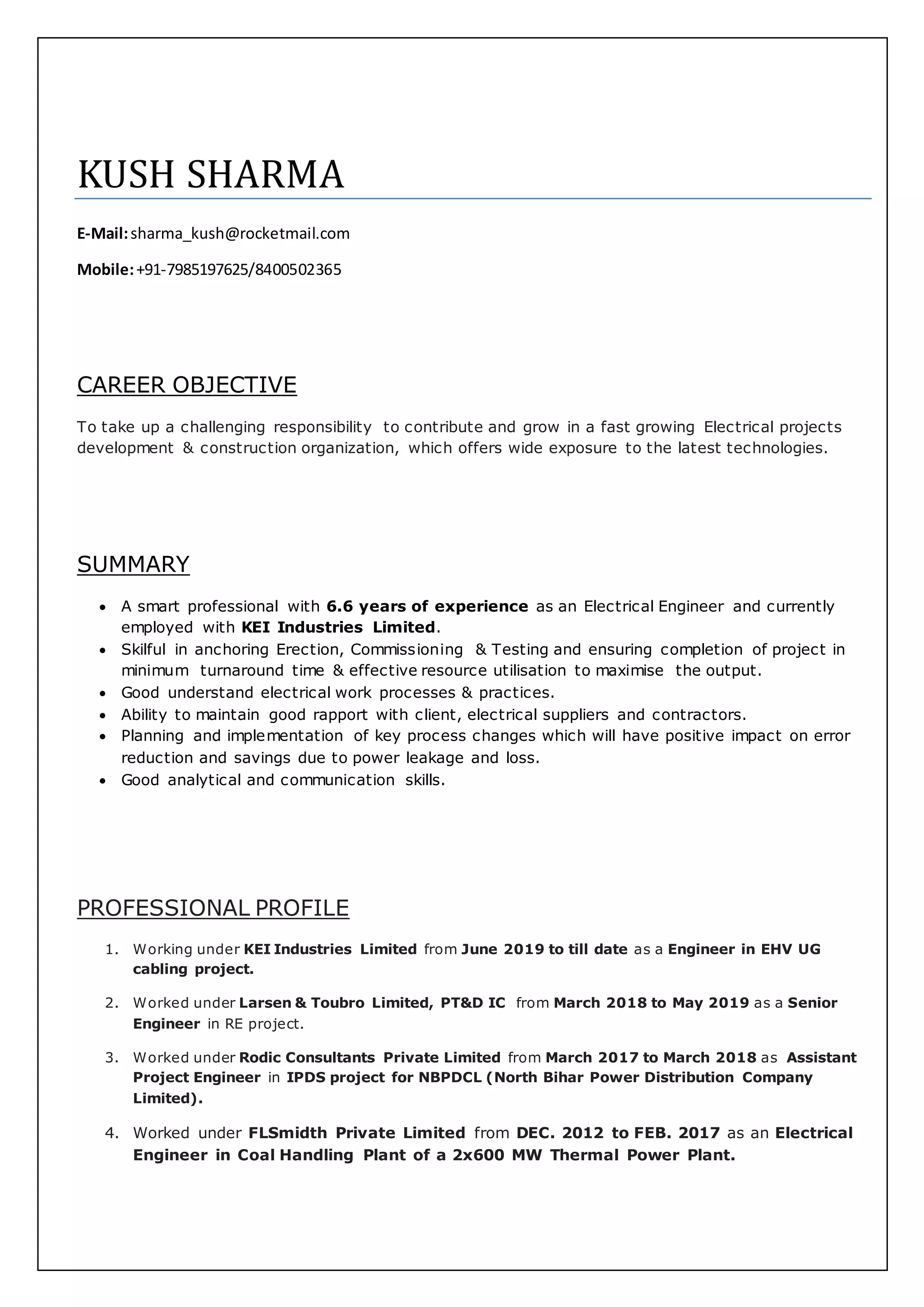 Kush sharma cv | PDF