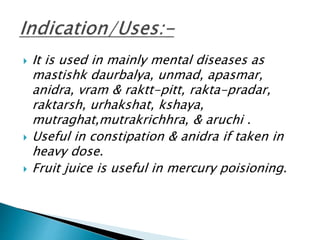 Ayurvedic Pharmacology of Benincasa hispida & its Pharmacognocy | PPTX