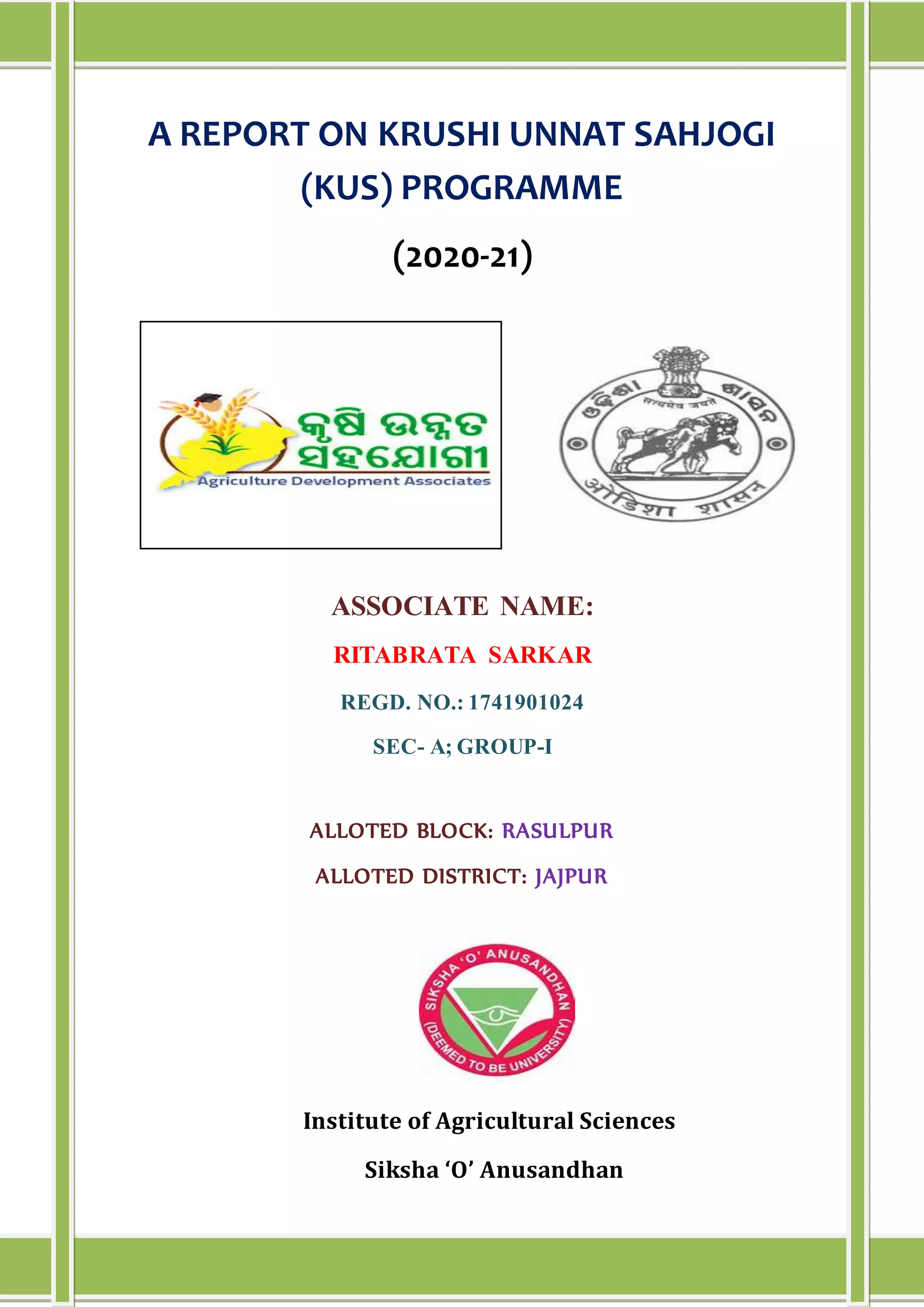 KUS REPORT (2020-21), Rasulpur, Jajpur | DOCX