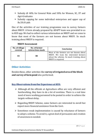 KUS REPORT (2020-21), Rasulpur, Jajpur | DOCX
